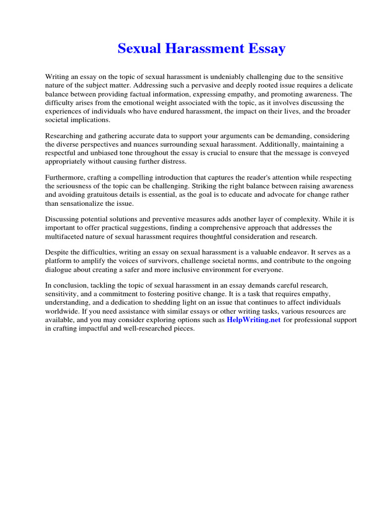 Sexual Harassment Essay | PDF | General Electric