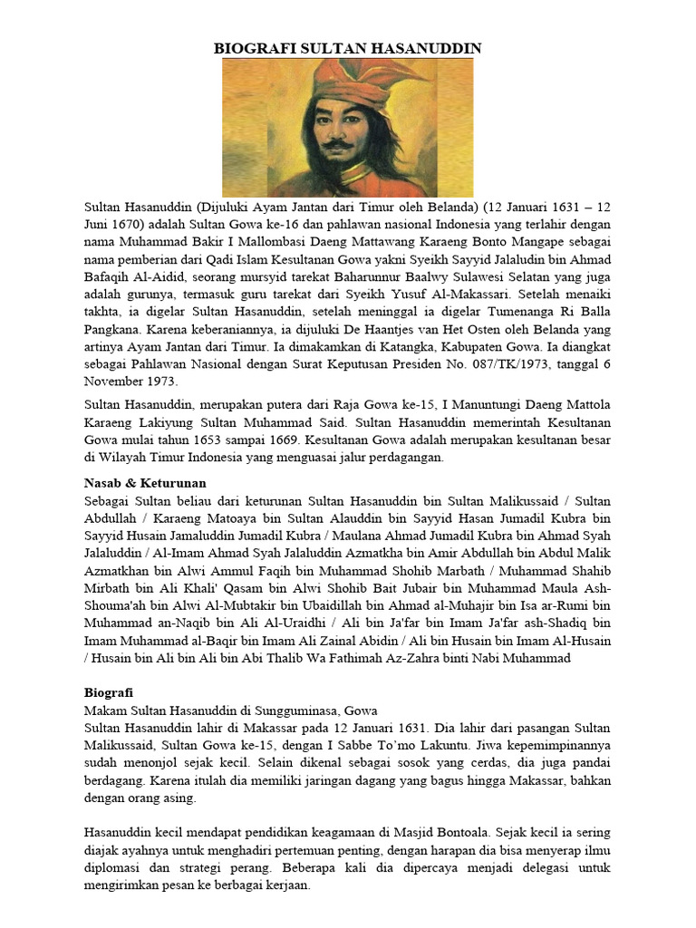 Biografi Sultan Hasanuddin | PDF