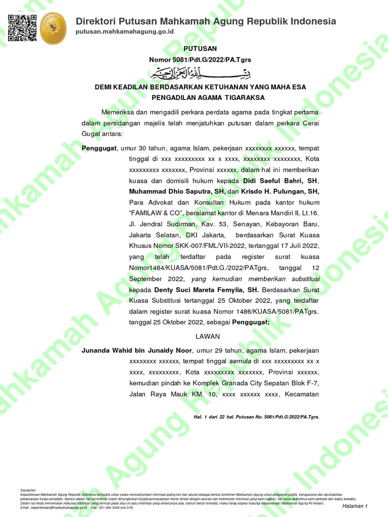 Putusan 5081 PDT.G 2022 Pa - Tgrs 20240209110938 | PDF