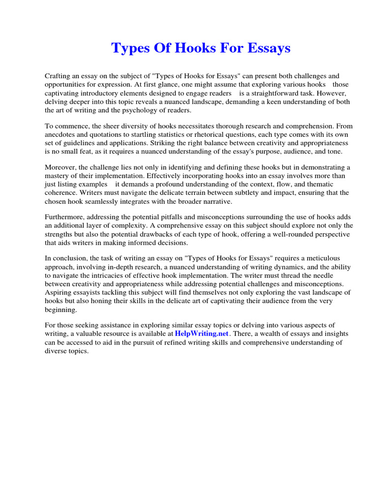 Types of Hooks For Essays | PDF | Essays | Qualitative Research
