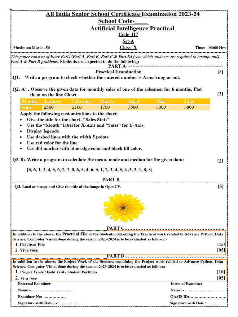 SKD Class 10 Artificial Intelligence Practical Set A Final | PDF | Computer Science | Computing