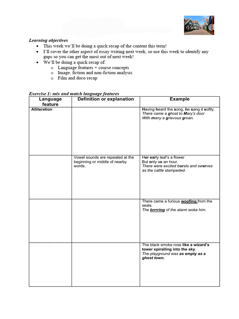 Learning Objectives: Year 10 Term 1 Week 9: Term Wrap Up | PDF