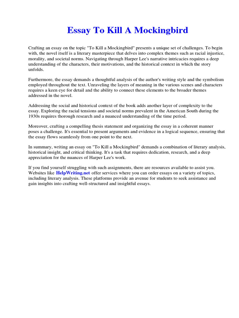 Essay To Kill A Mockingbird | PDF | Hamlet | Essays