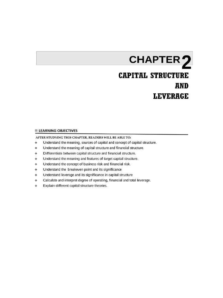Unit-2 Capital Structure Amd Leverage | PDF