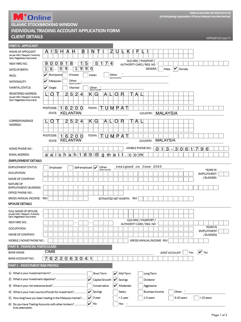 Islamic Form - Individualx | PDF