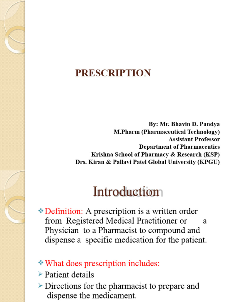 Understanding Prescription Components | PDF