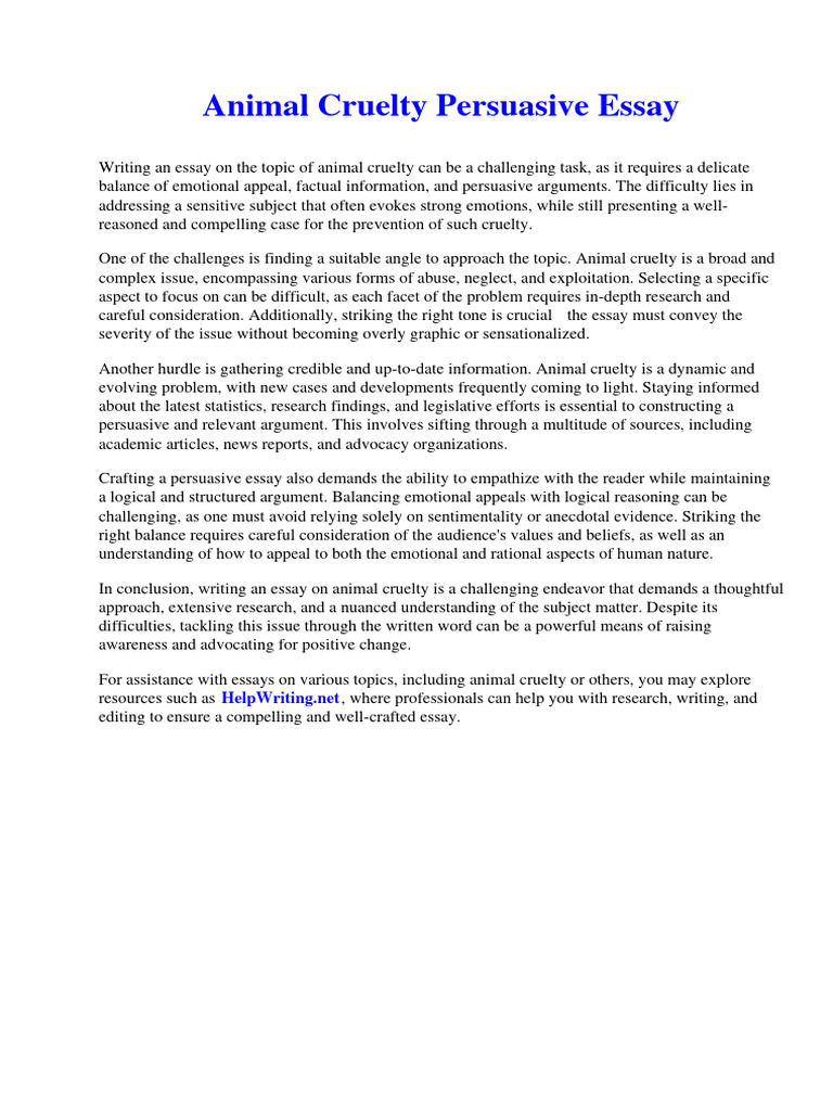 Animal Cruelty Persuasive Essay | PDF
