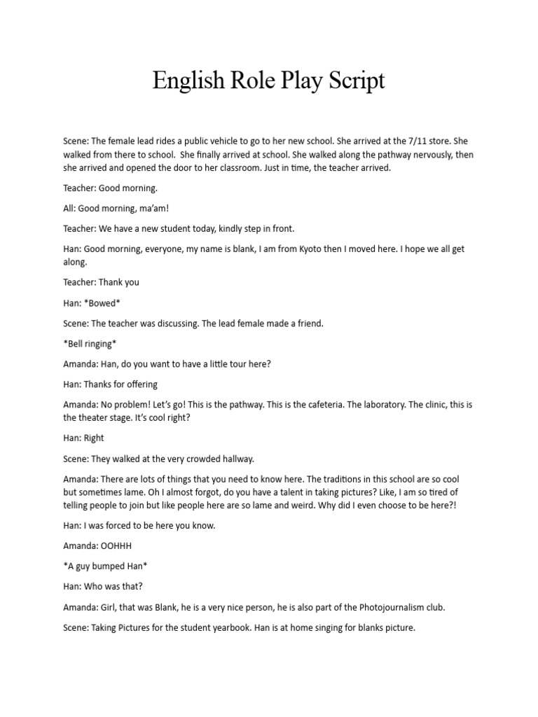English Role Play Script | PDF