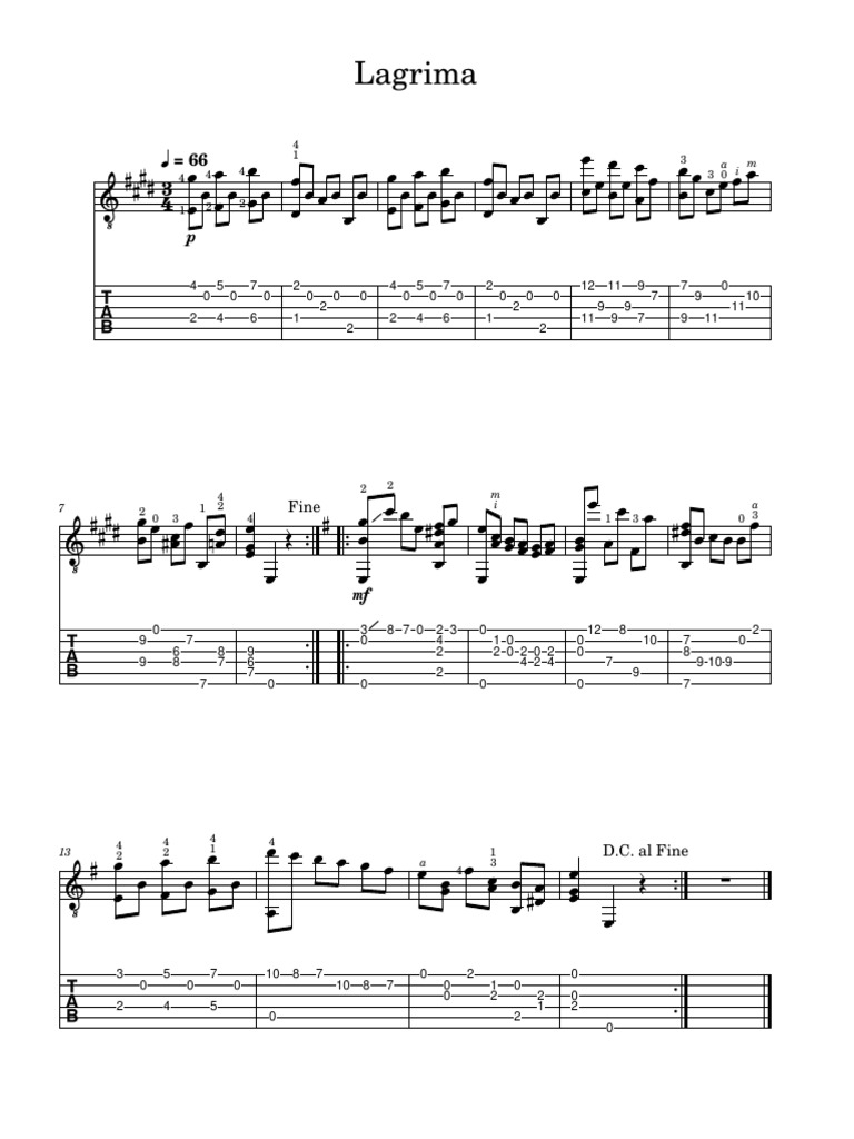 Lagrima Sheet Music Notation | PDF