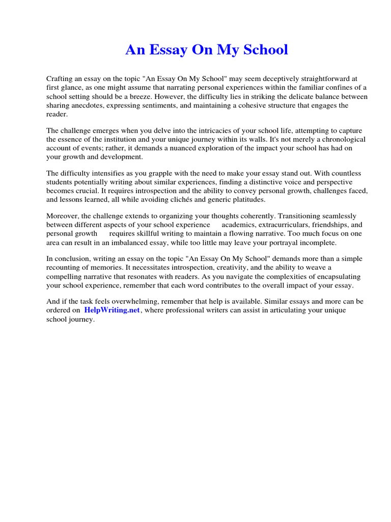 An Essay On My School | PDF | Pollution | Natural Environment