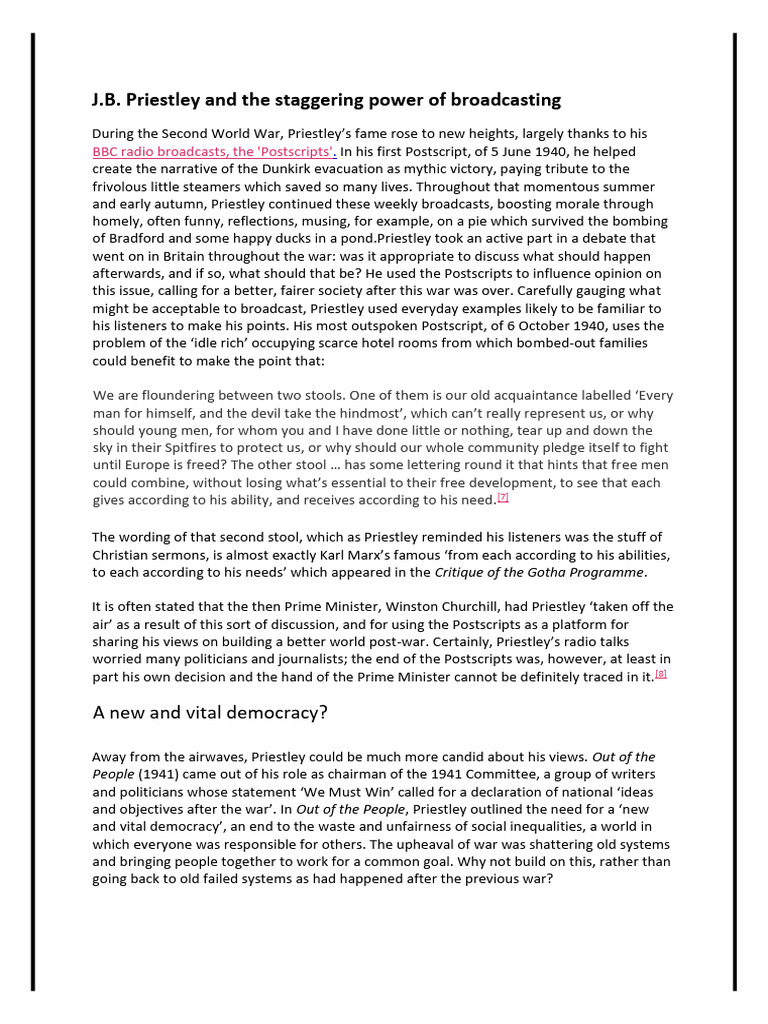 Priestley's Postscripts and Political Impact | PDF