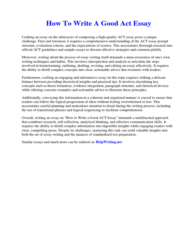 How To Write A Good Act Essay | PDF | Macbeth | Rocket