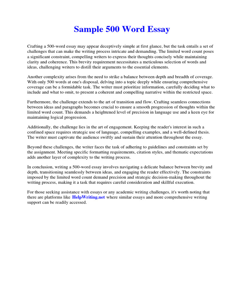 Sample 500 Word Essay | Download Free PDF | Advertising | False Advertising Sample 500 Word Essay | Download Free PDF | Advertising | False Advertising