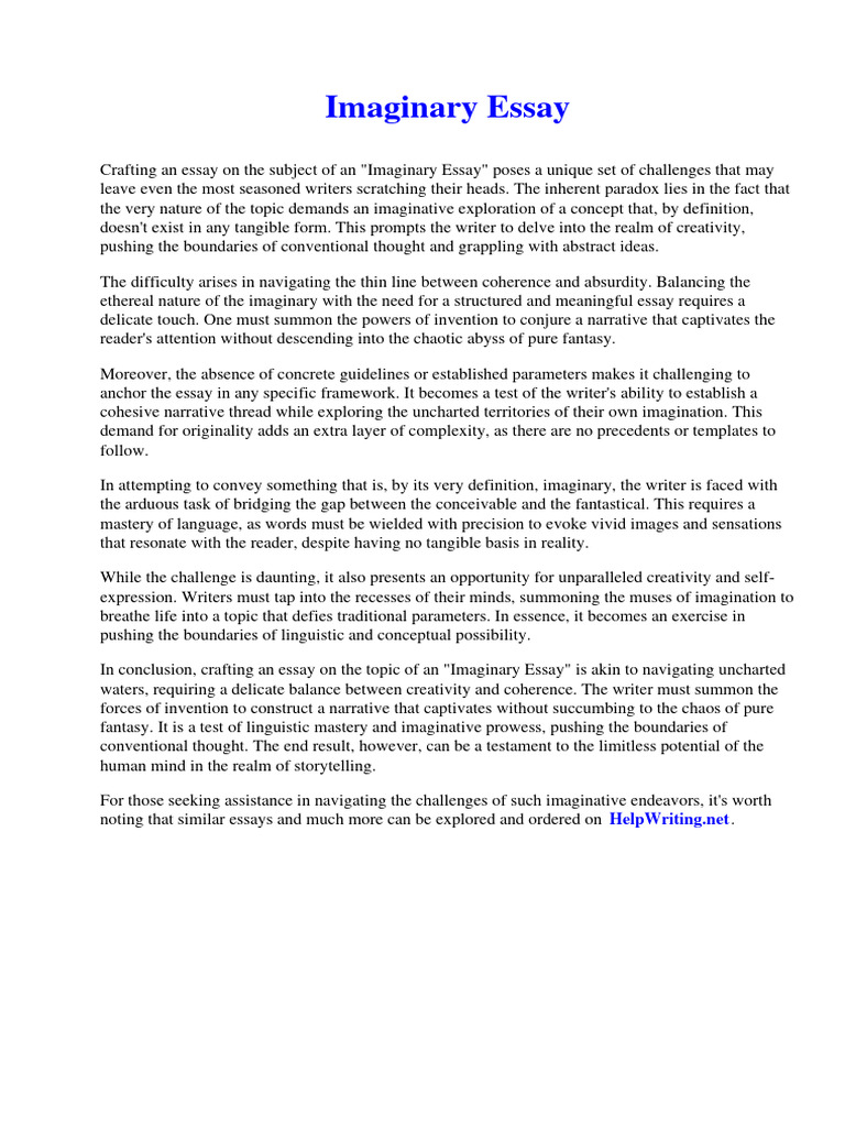 Imaginary Essay | PDF