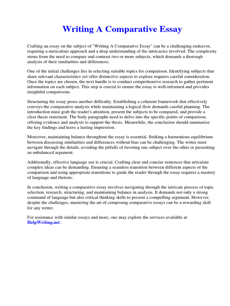 Writing A Comparative Essay | PDF | Essays | Heart