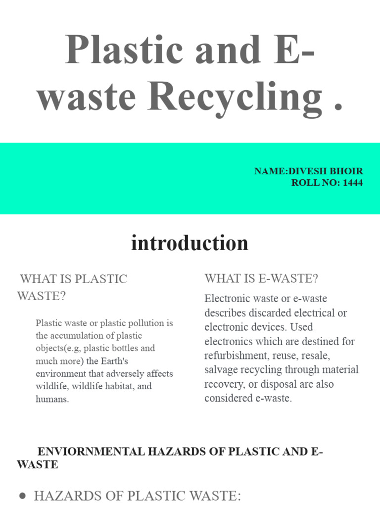 Plastic and E-Waste Recycling | PDF | Electronic Waste | Waste