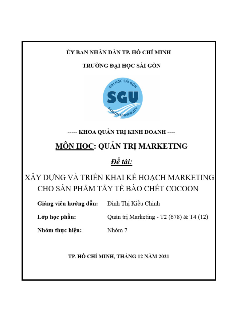 FINAL NH M 7 B NG K HO CH MARKETING COCOON - Docx 3 PDF | PDF