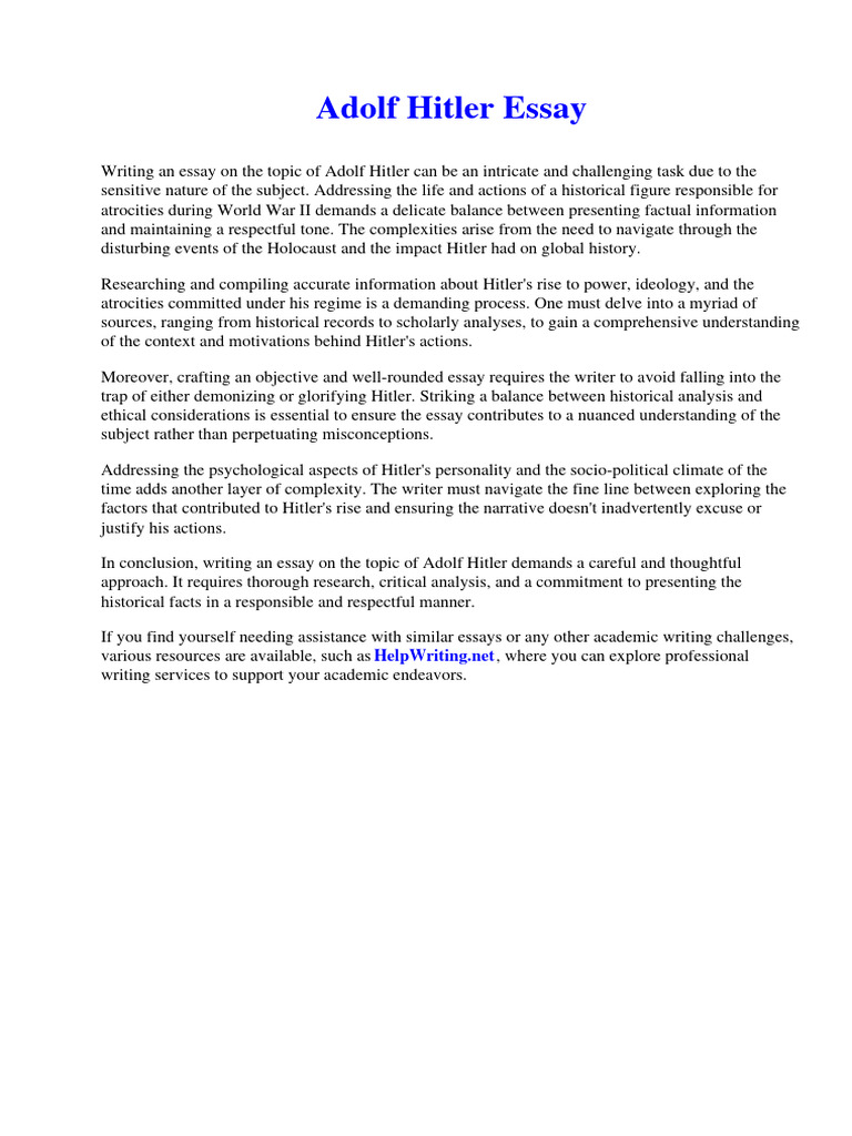 Adolf Hitler Essay | Download Free PDF | Prison | Essays