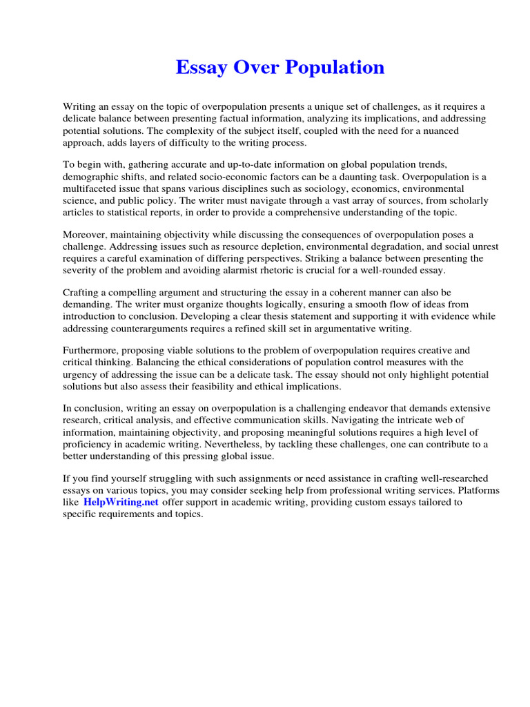 Essay Over Population | PDF | Critical Thinking | Essays