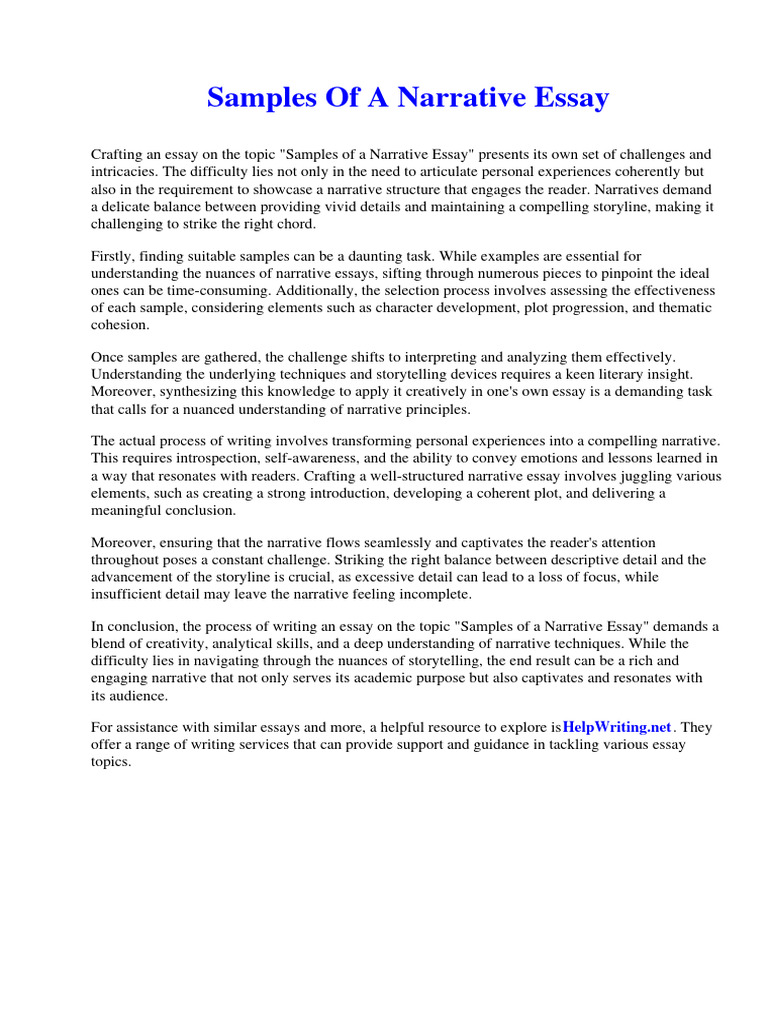 Samples of A Narrative Essay | PDF | Narrative | Evolution