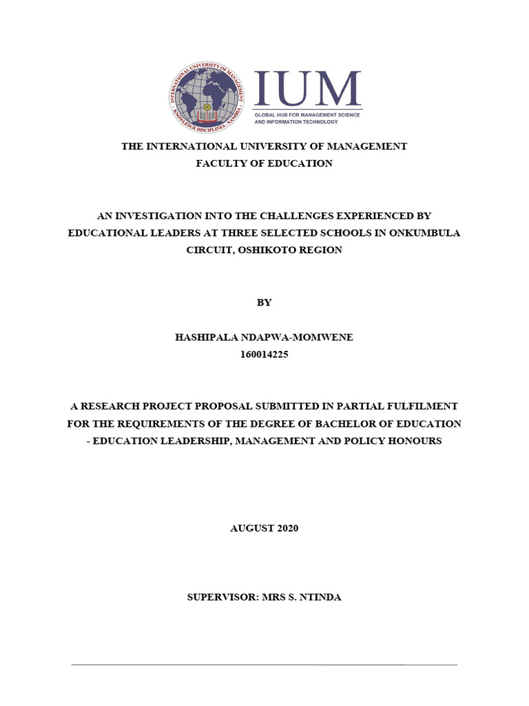 Mrs Iithete's Proposal | PDF | Leadership | Methodology