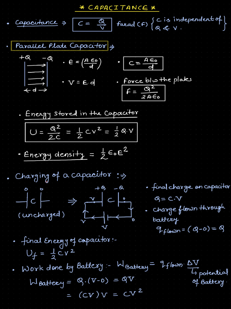 CAPACITANCE Short Notes Handwritten | PDF
