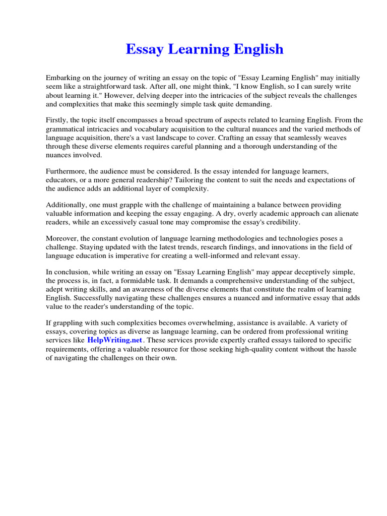 Essay Learning English | PDF | Learning | Cognition