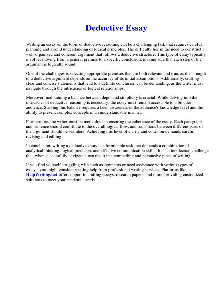 Deductive Essay | PDF | Deductive Reasoning | Mens Rea