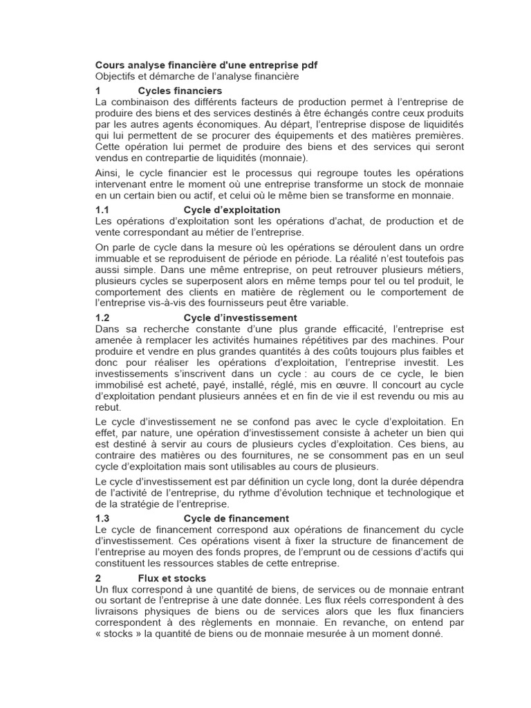 Cours Analyse Financière Dune Entreprise | PDF | Capitaux propres | Bilan comptable