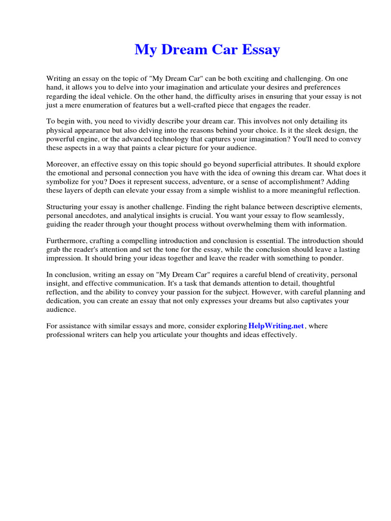 My Dream Car Essay | PDF | Polycystic Ovary Syndrome