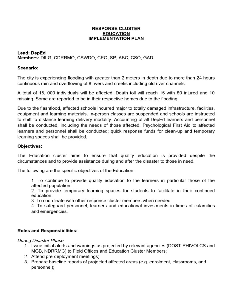 Education Response Plan for Flooding | PDF | Emergency Evacuation ...