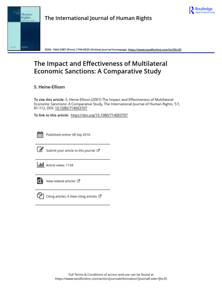Multilateral Economic Sanctions Study | PDF | Gulf War | Iraq