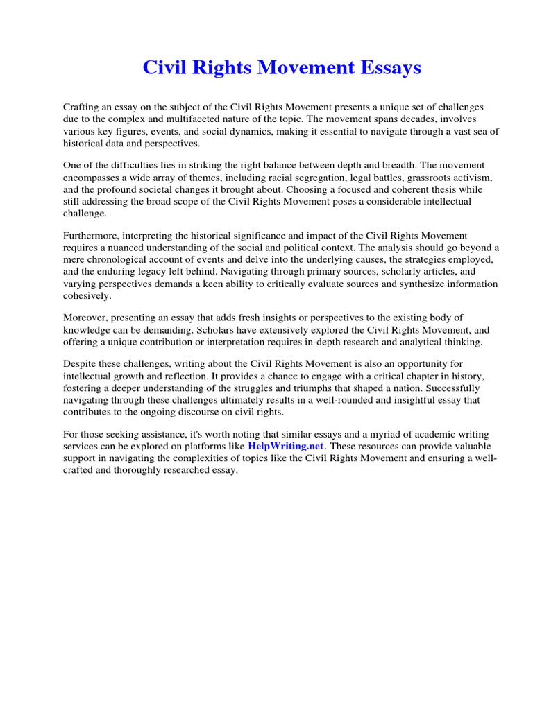 Civil Rights Movement Essays | PDF | The Coca Cola Company | Renminbi