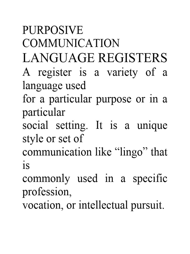 Language of Registers | PDF