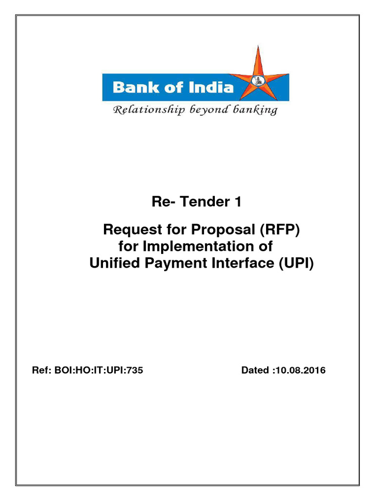 Re Tender 1 - RFP For Unified Payment Interface Solution | Download ...