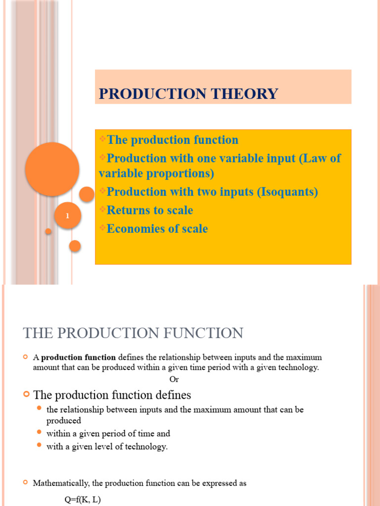 Econ - Unit - 4 - Production Theory. | PDF | Production Function | Long Run And Short Run
