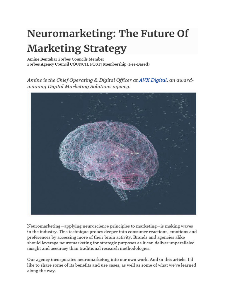 Neuromarketing - The Future of Marketing Strategy | PDF | Marketing ...