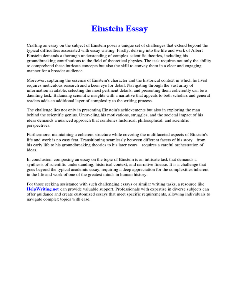 Einstein Essay | PDF | Fraternities And Sororities | Essays