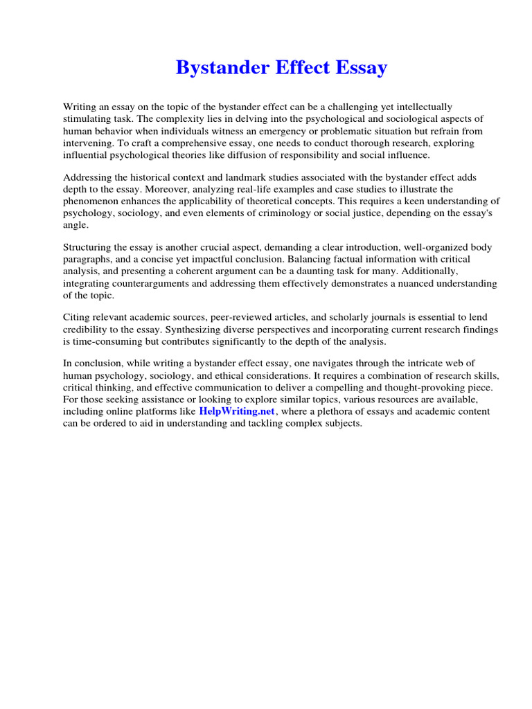 Bystander Effect Essay | PDF | Essays | Hamlet