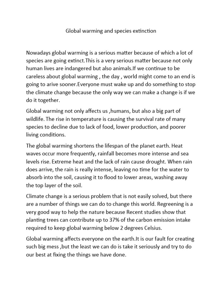 Global Warming and Species Extinction | PDF