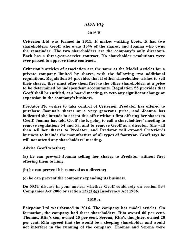 Aoa PQ | PDF | Companies | Corporations