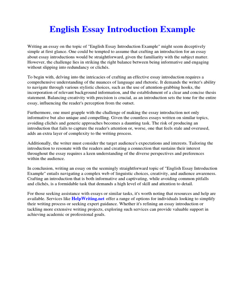 English Essay Introduction Example | PDF | Loans | Race (Human ...