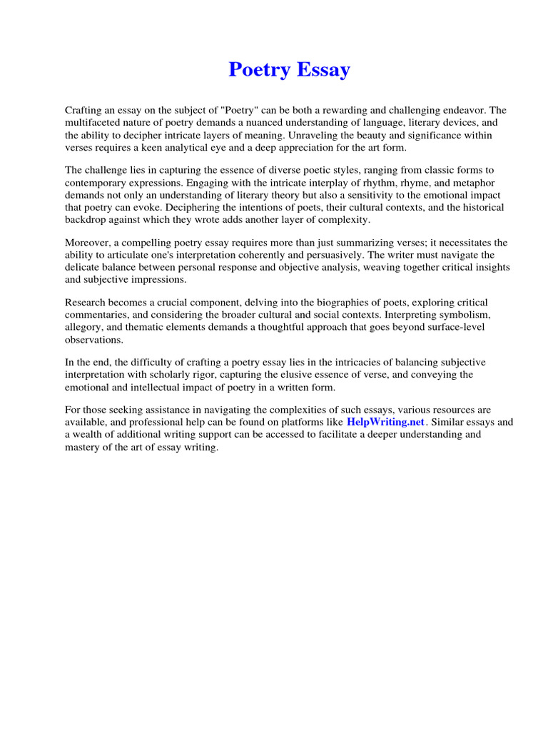 Poetry Essay | PDF | Poetry | Essays
