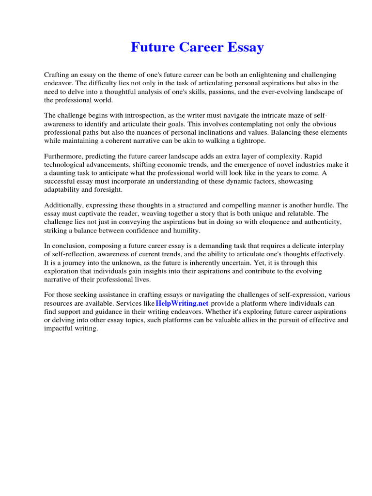 Future Career Essay | PDF