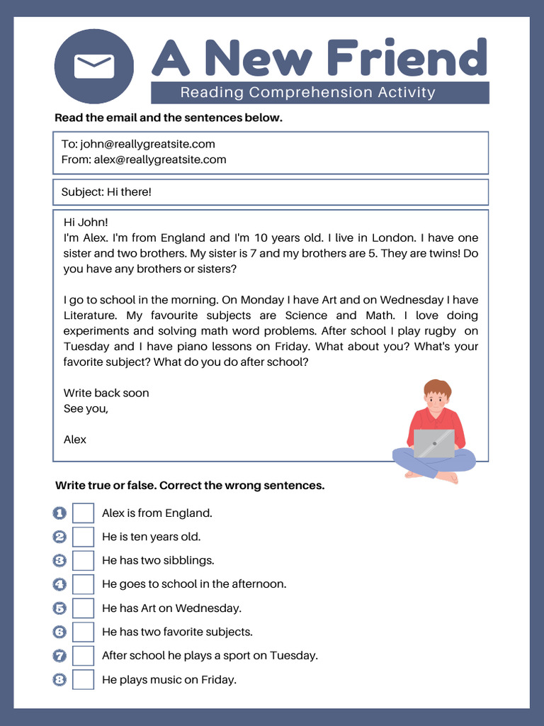 A New Friend Reading Comprehension Activity | PDF