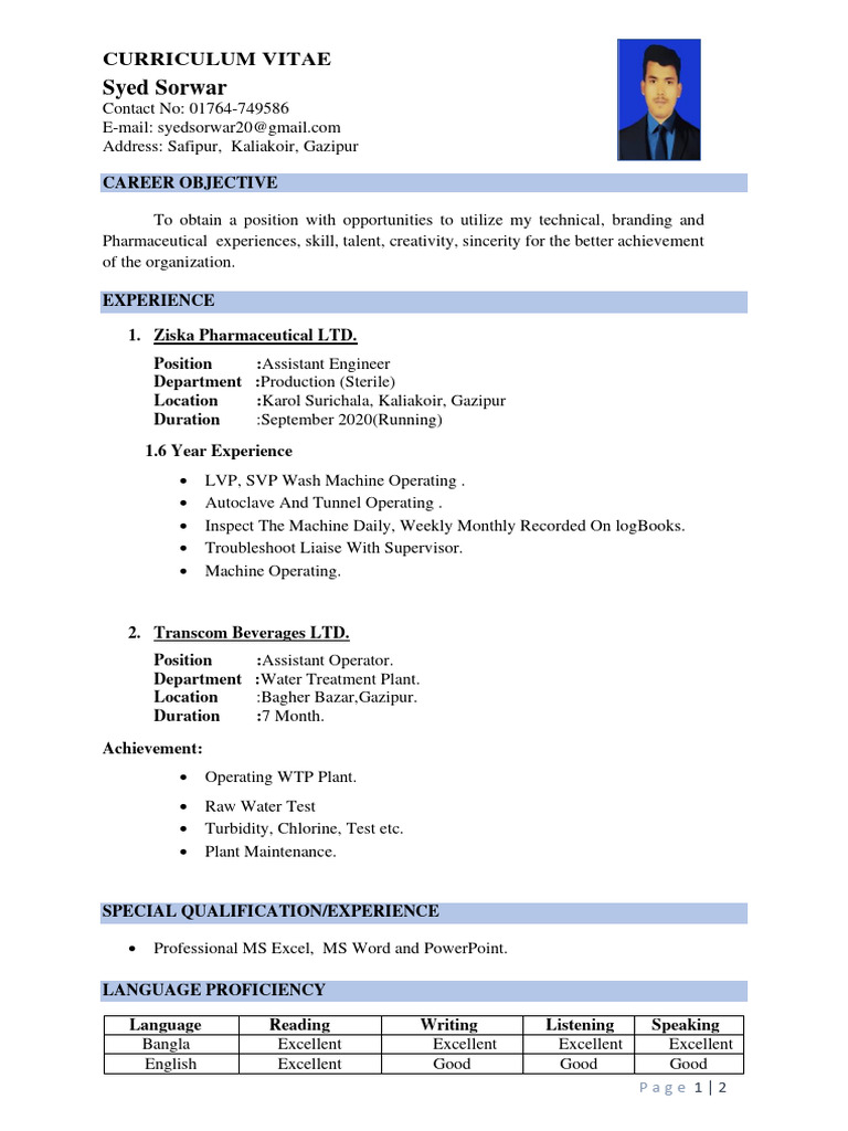 CV Off Syed Sorwar | PDF