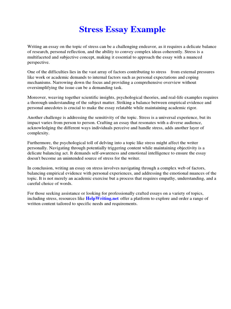 Stress Essay Example | PDF | Temperature | First Amendment To The ...