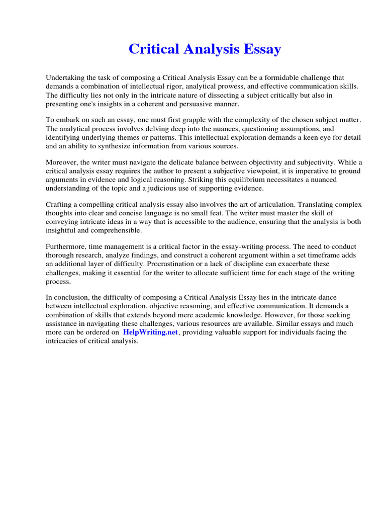 Critical Analysis Essay Pdf Critical Thinking Banks
