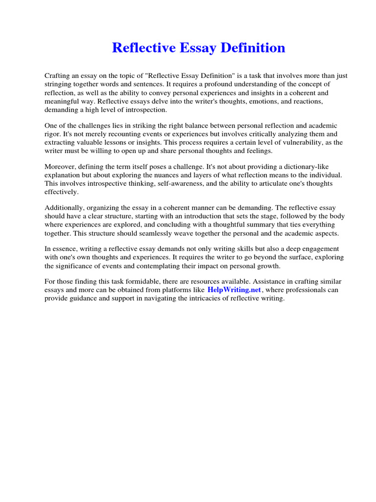 Reflective Essay Definition | Download Free PDF | Thought | Israel