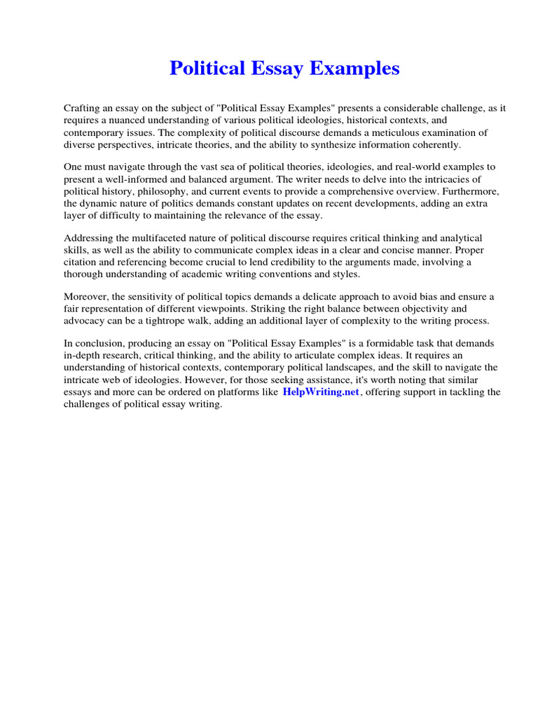 Political Essay Examples | PDF